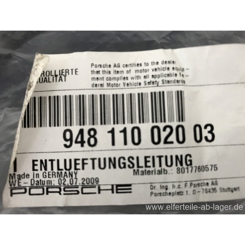 Porsche Cayenne 957 9PA1 Entlüftungsleitung Tankentlüftung 9481100020